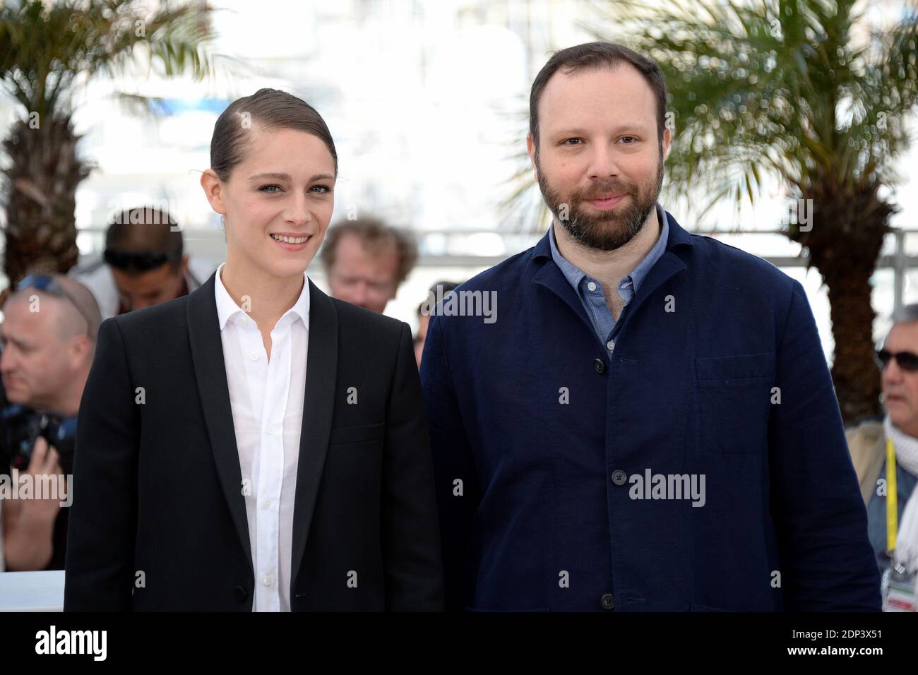 Ariane Labed and Yorgos Lanthimos posing at the photocall for the film ...