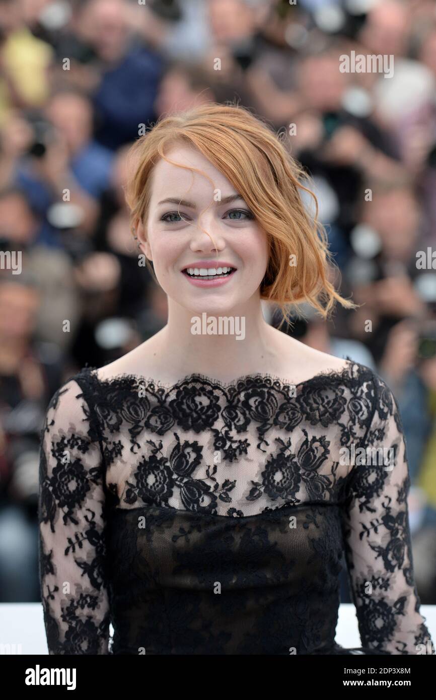 Emma Stone posing at the photocall for the film Irrational Man as part ...