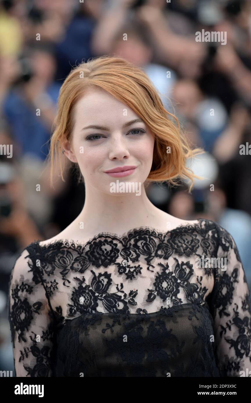 Emma Stone posing at the photocall for the film Irrational Man as part ...