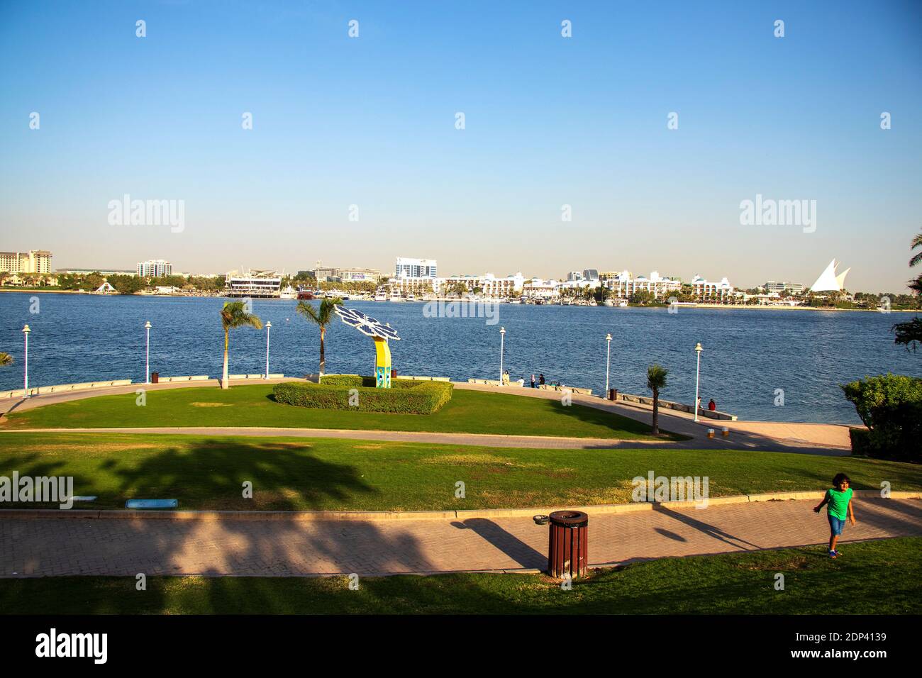 Smart palm installation in the creek park, Dubai Stock Photo - Alamy