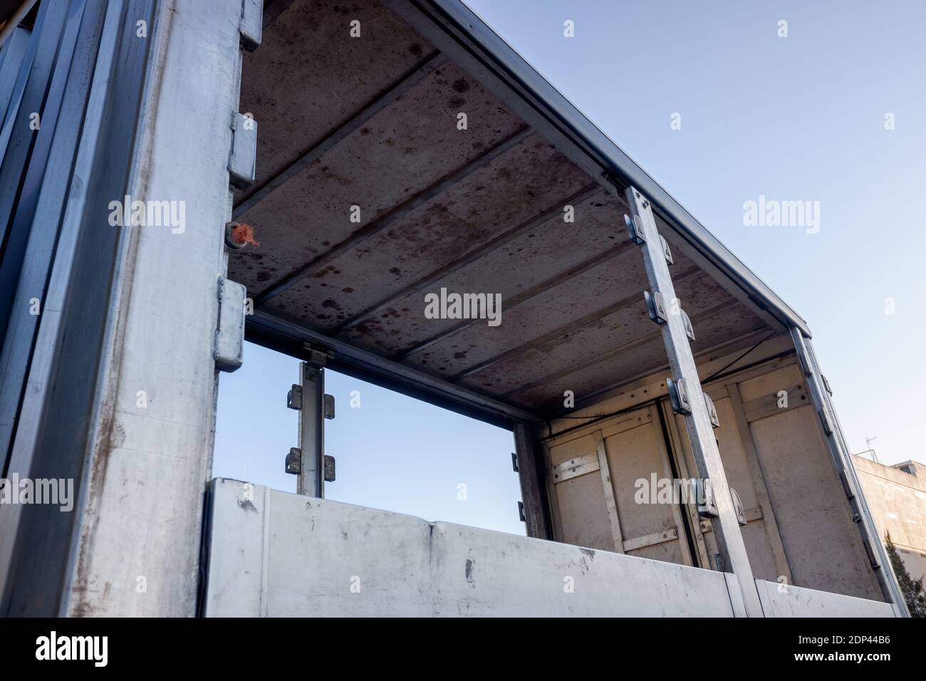Aluminum chassis of the trailer of an empty truck Stock Photo - Alamy
