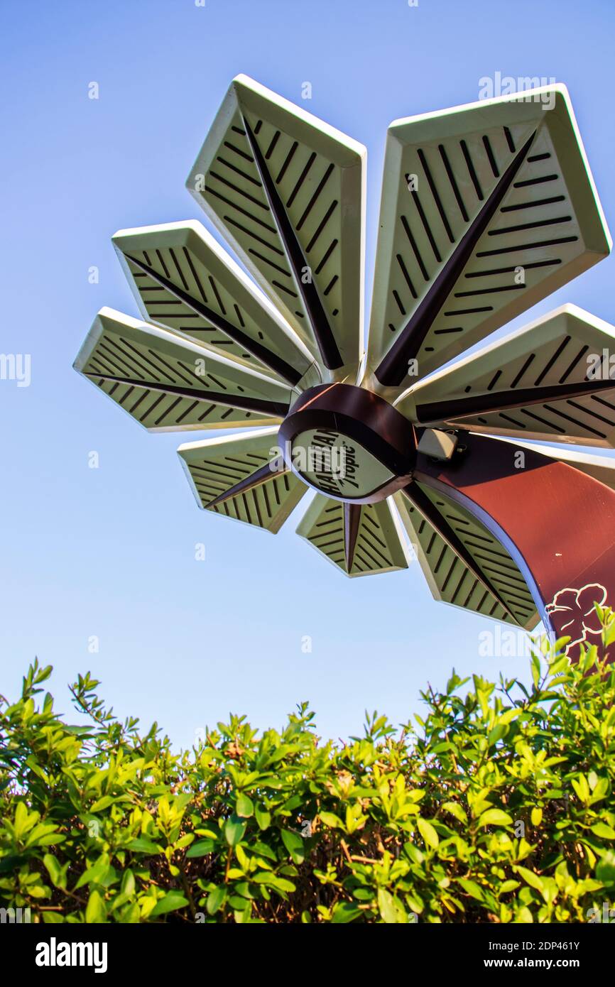 Smart palm installation in the creek park, Dubai Stock Photo - Alamy