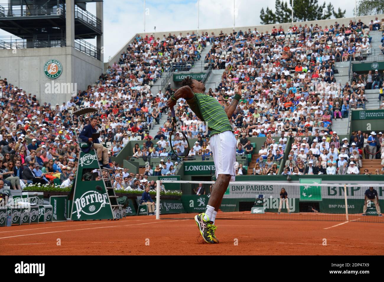 France's Gael Monfils during the First round of the 2015 French Tennis ...
