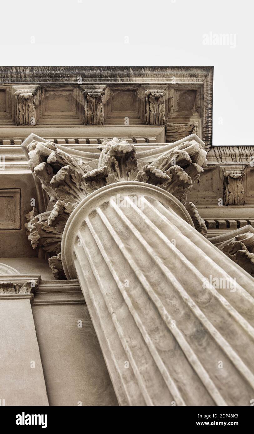 A classic column and building details of a historical architectural ...