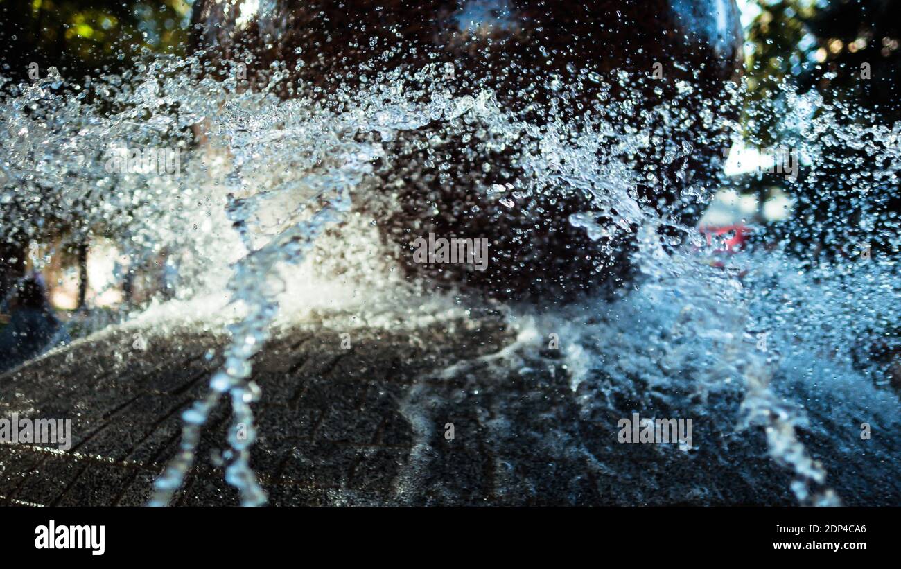 Beautiful spray of water,drops splash,with a stream of water fountain ...