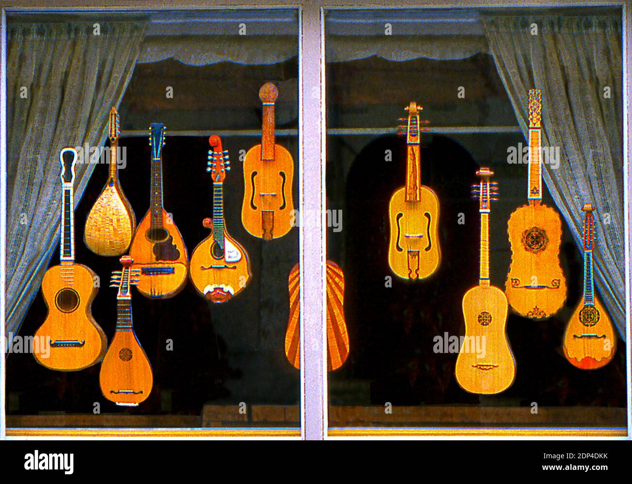 Musical Instruments in a Window, Cheille, France Stock Photo - Alamy