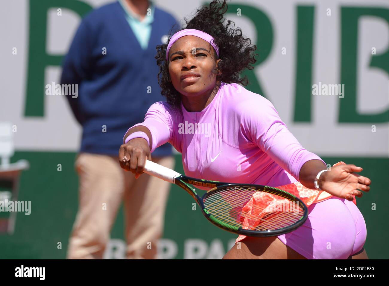 USA's Serena Williams playing in the 1/8 final round of the 2015 French ...