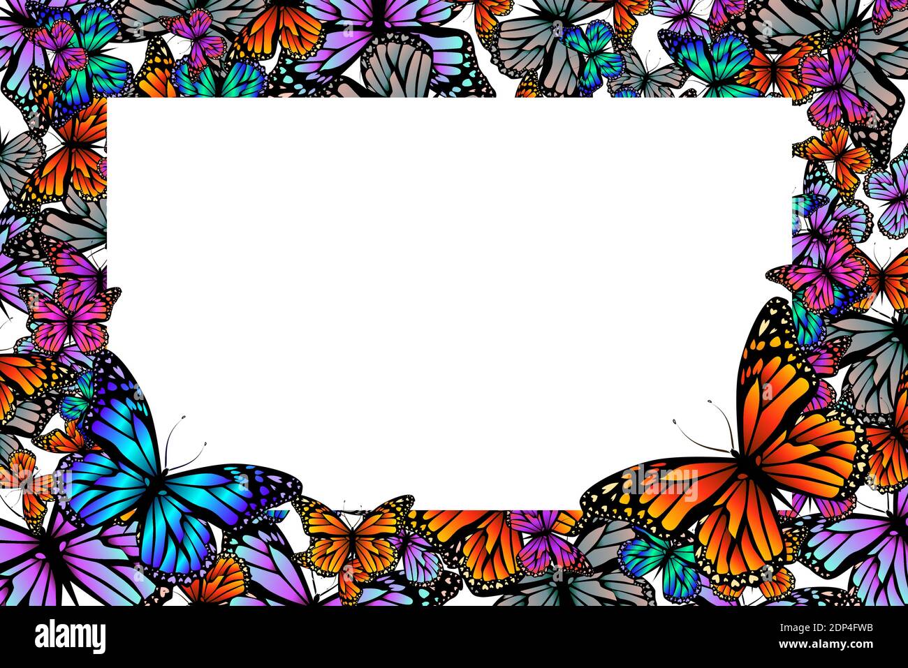 Horizontal frame with butterflies. Vector illustration Stock Vector ...