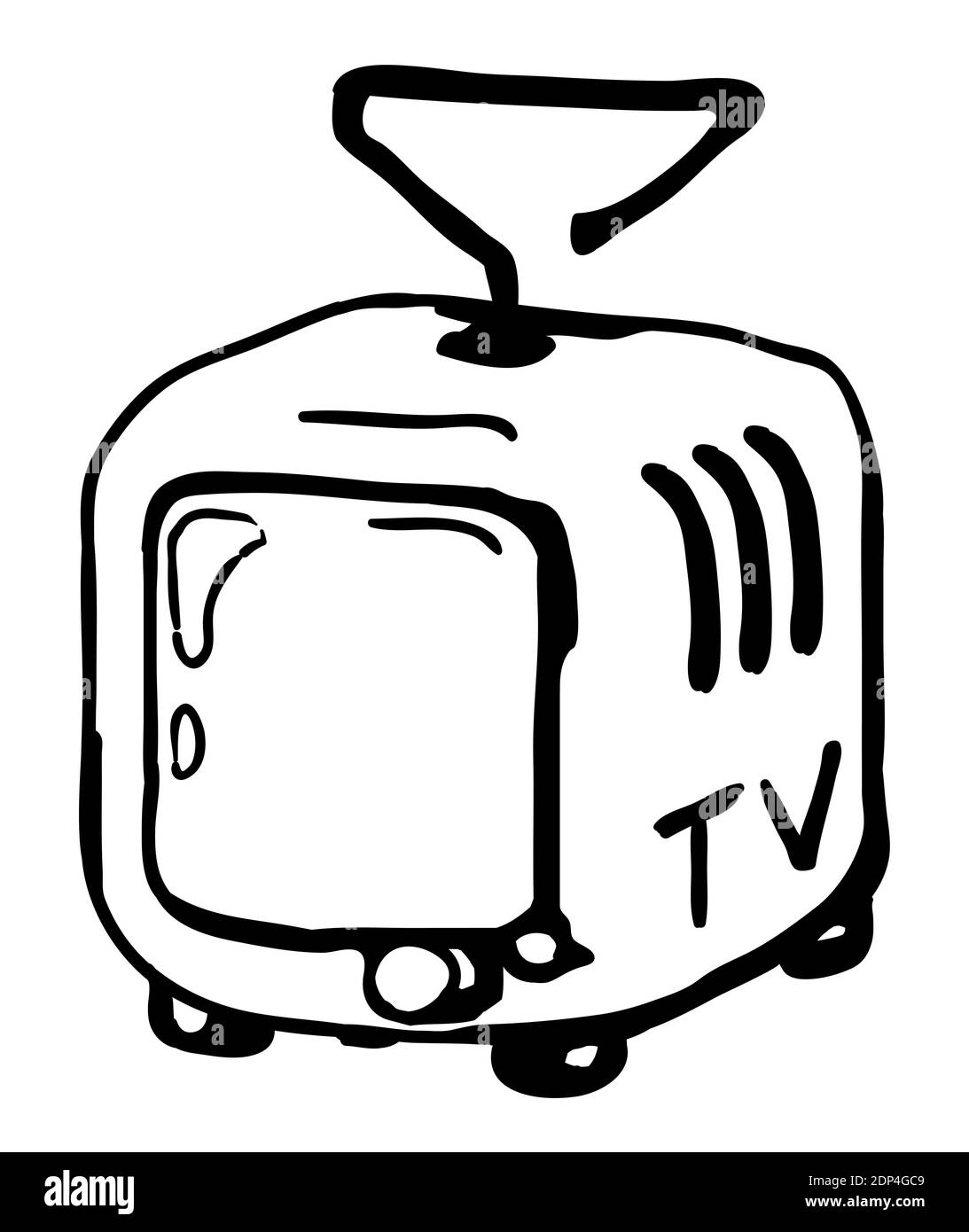 Television set cartoon color drawing, vector illustration, horizontal ...