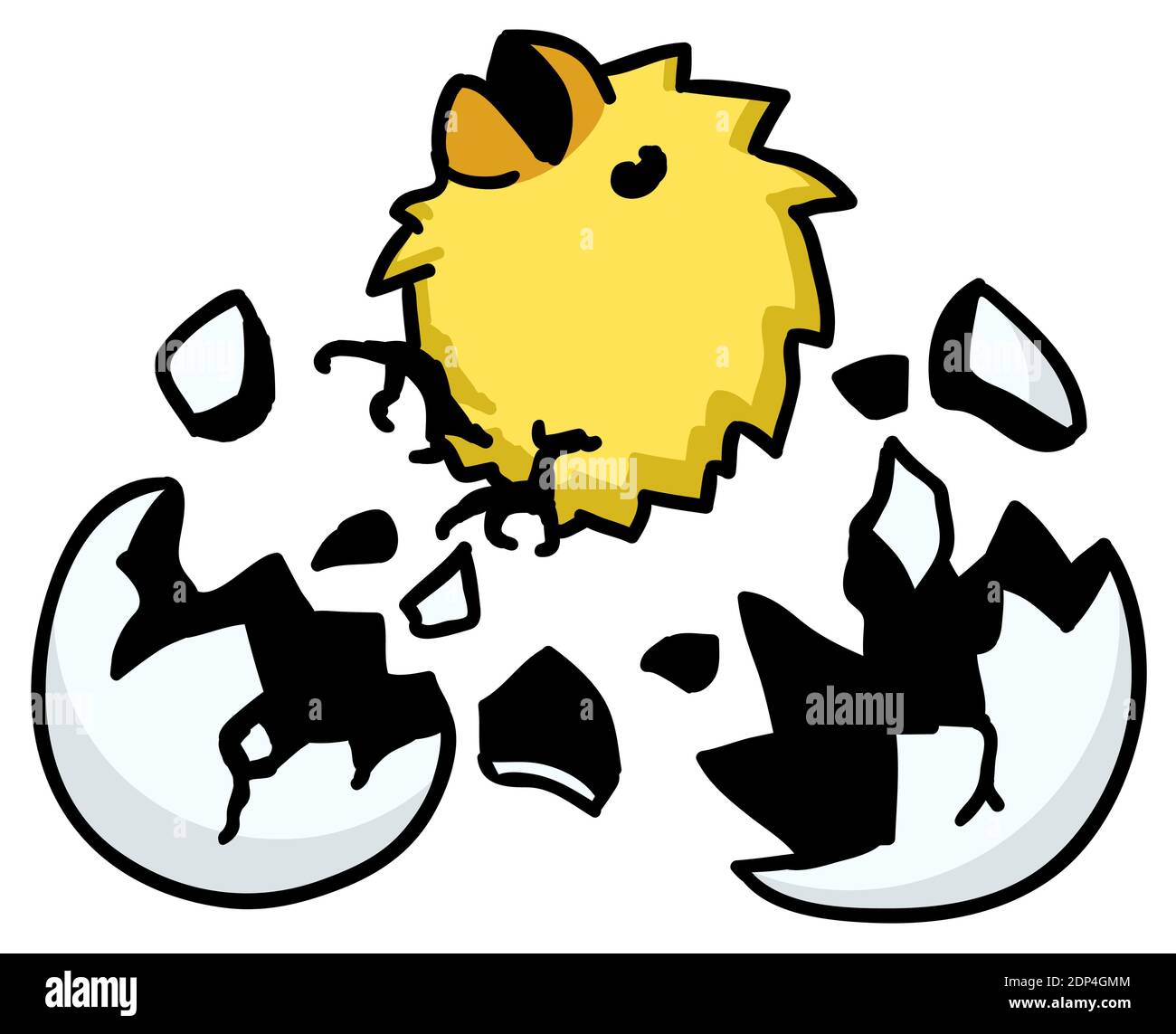 Baby chick hatch pop cartoon color drawing, vector illustration ...