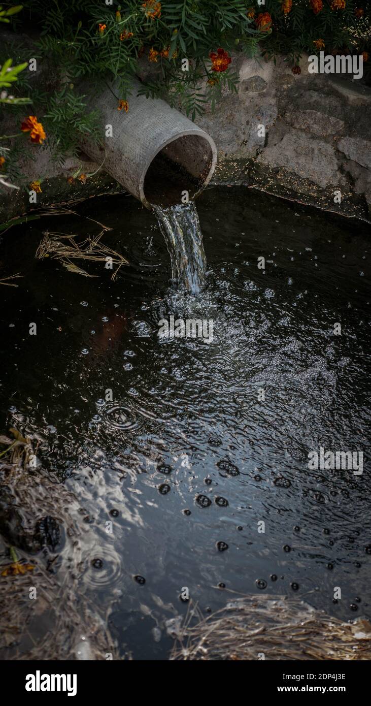 Wastewater flows into the river,pollution of the ecology and the ...