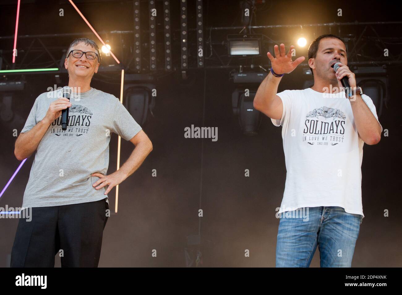 Bill Gates and Luc Barruet attending the Opening of the Solidays Music ...