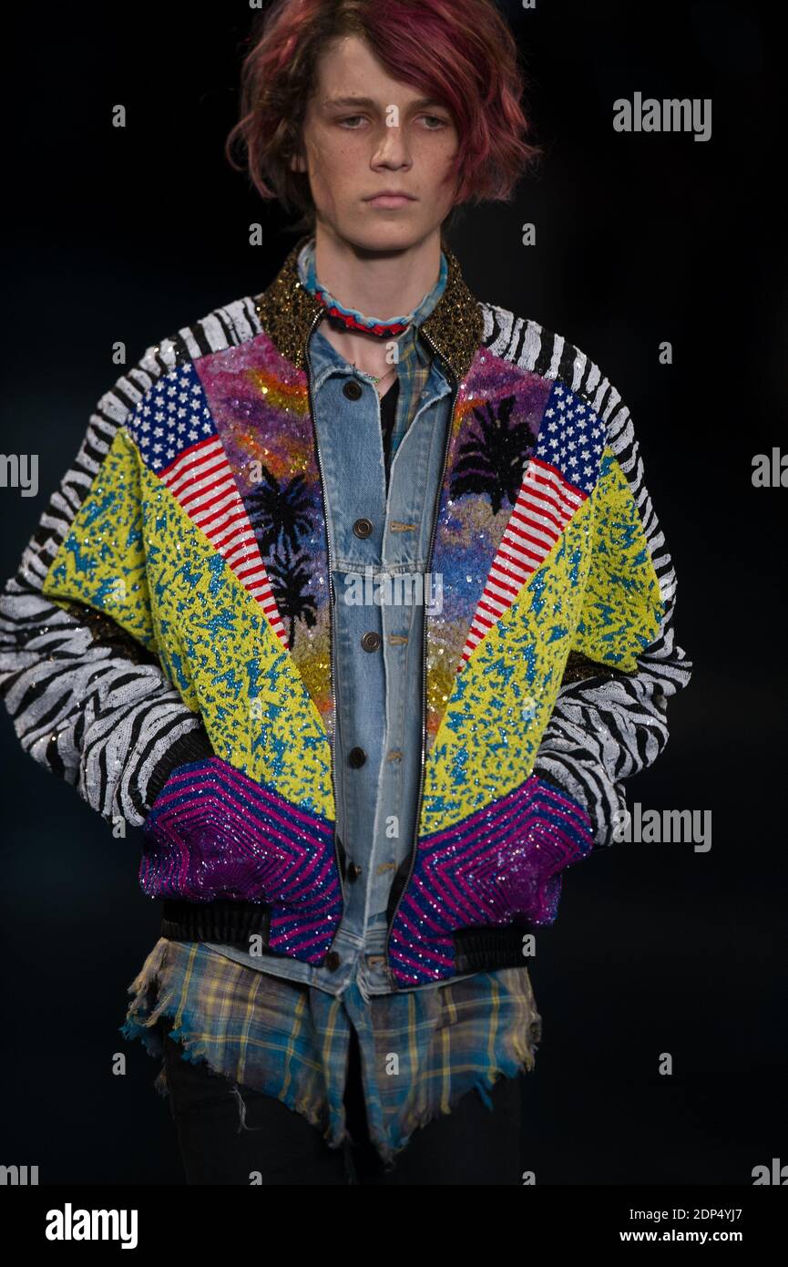 A model displays a creation for Yves Saint-Laurent Spring - Summer 2016 ...