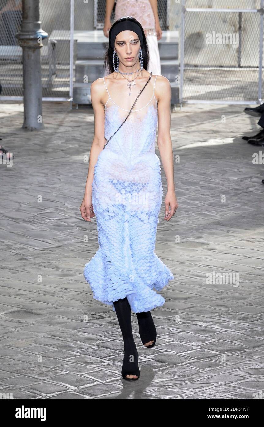A model walks the runway at the Givenchy Spring-Summer 2016 fashion show during Paris Menswear ...