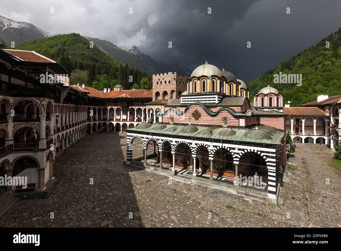Rila Monastery, under rain cloud, Monastery of Saint Ivan of Rila ...