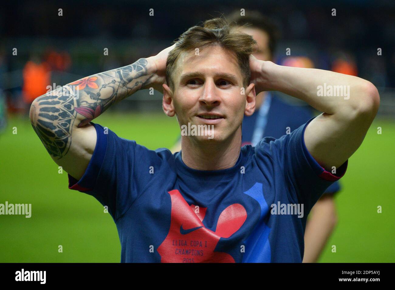 Barcelona's Lionel Messi celebrates after winning the Champion's League ...