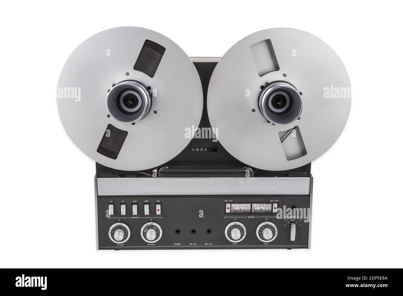 Professional studio audio tape deck isolated on white background Stock ...