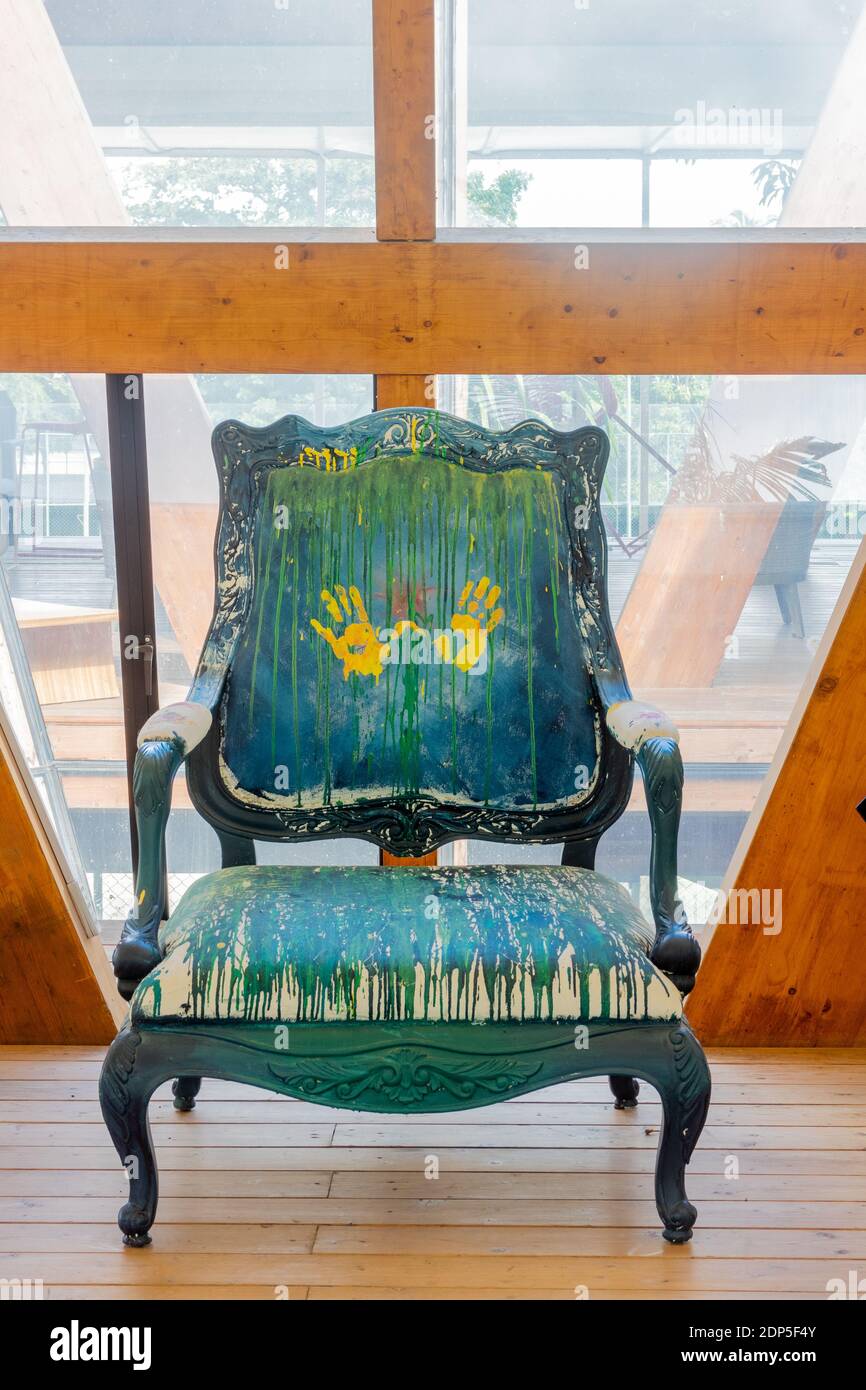 Artistic chair furniture at a cafe in Cebu City, Philippines Stock ...