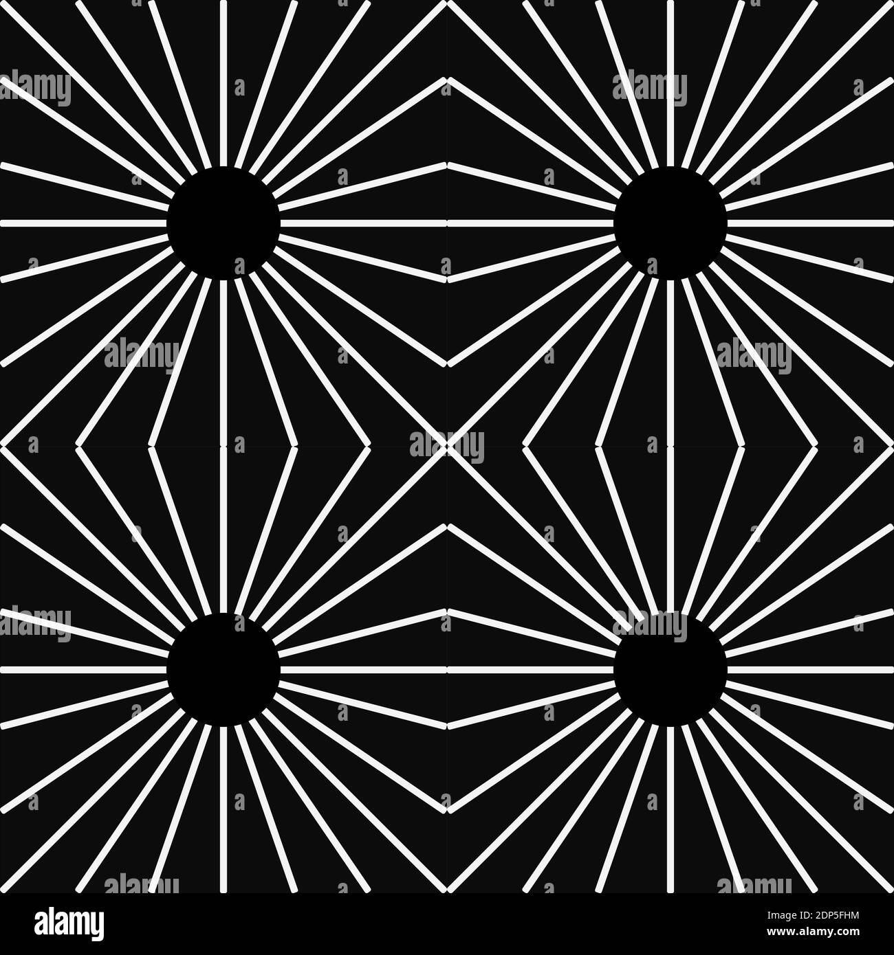 Black and white minimalist tile design with stylized sun shapes Stock ...