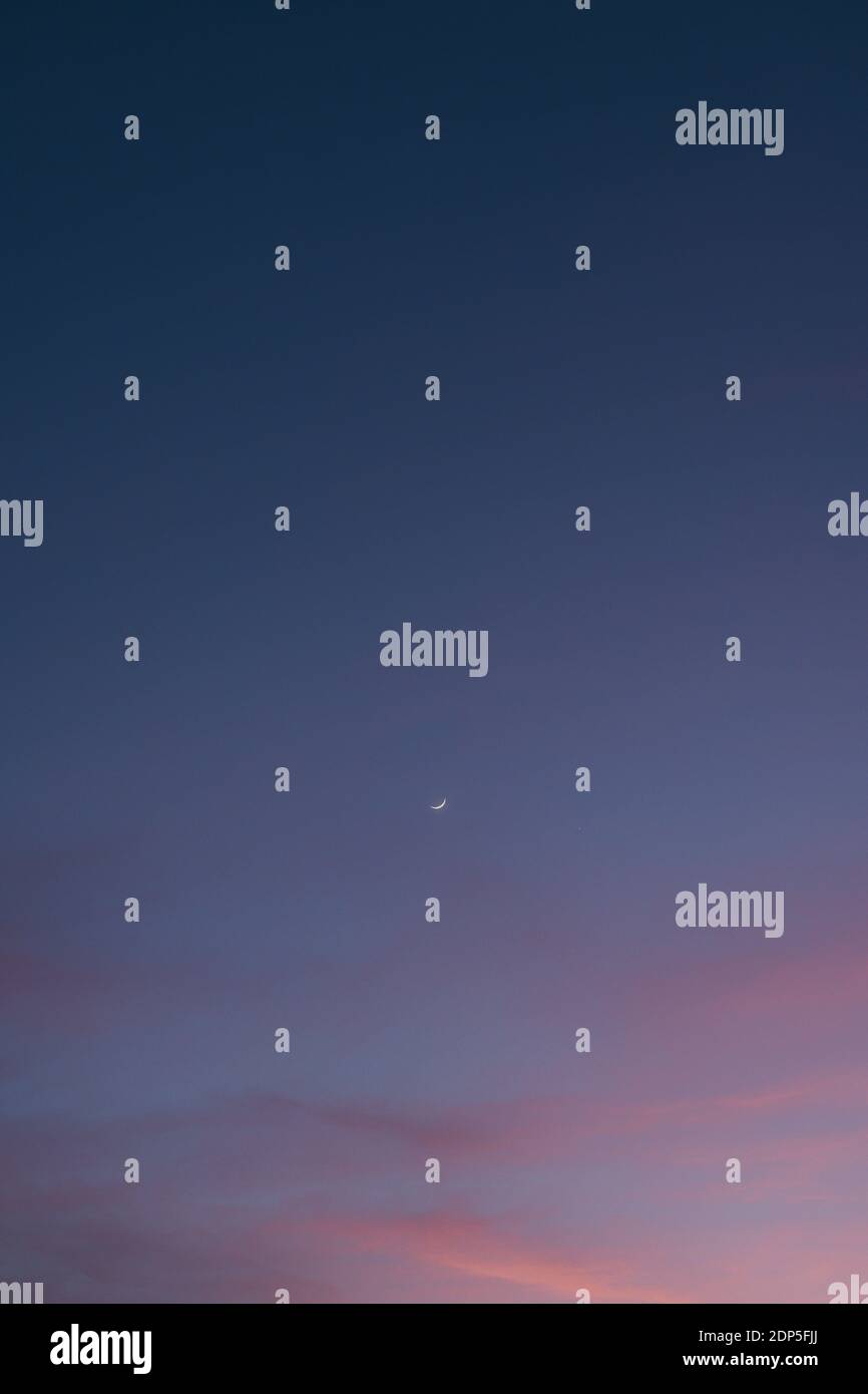Vertical gradient pastel sky with crescent moon background Stock Photo ...