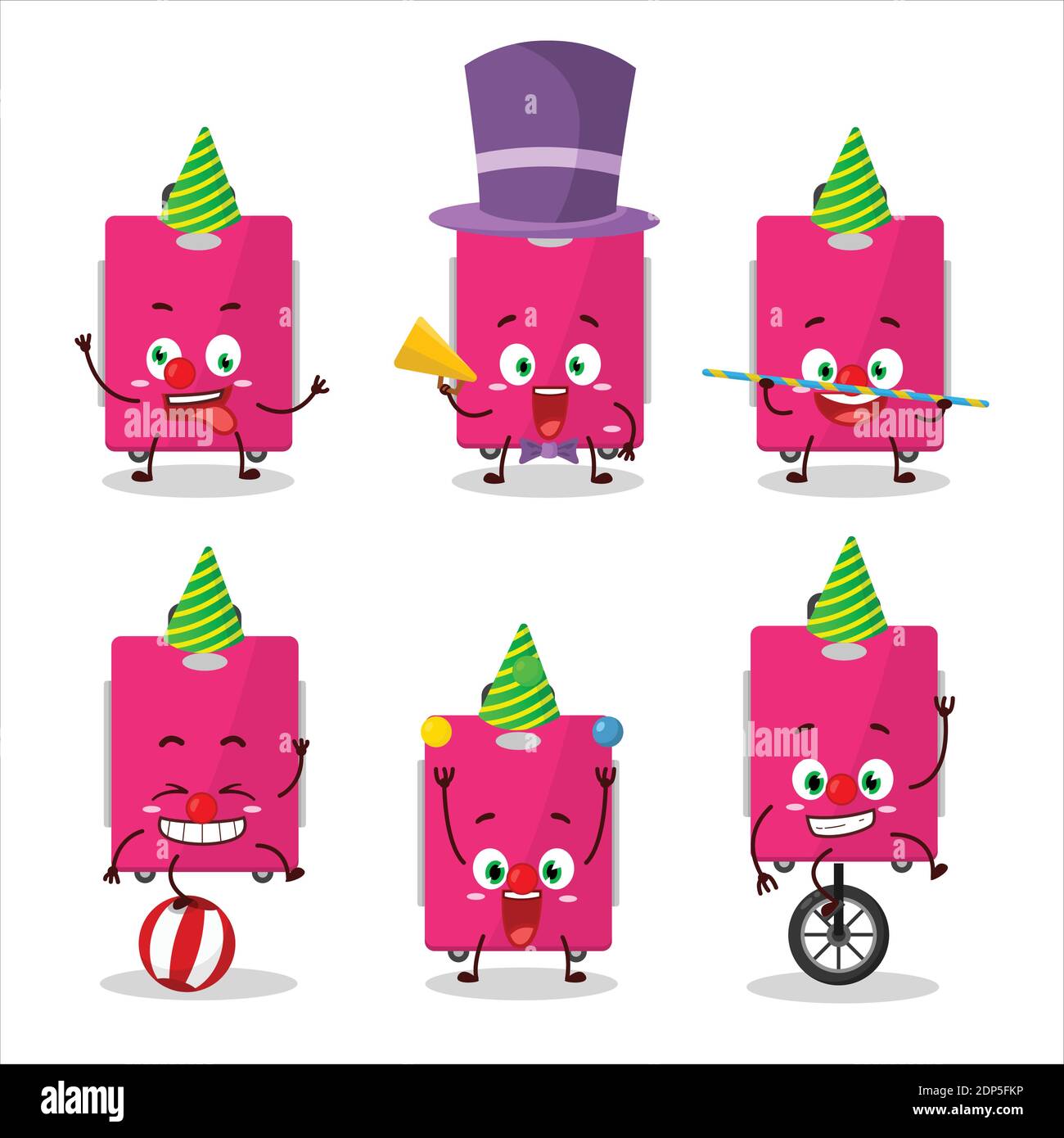 Cartoon character of pink lugage with various circus shows. Vector ...