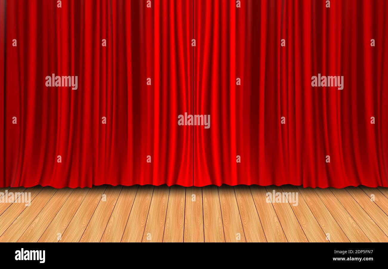Red curtain on wooden Stock Vector Images - Alamy