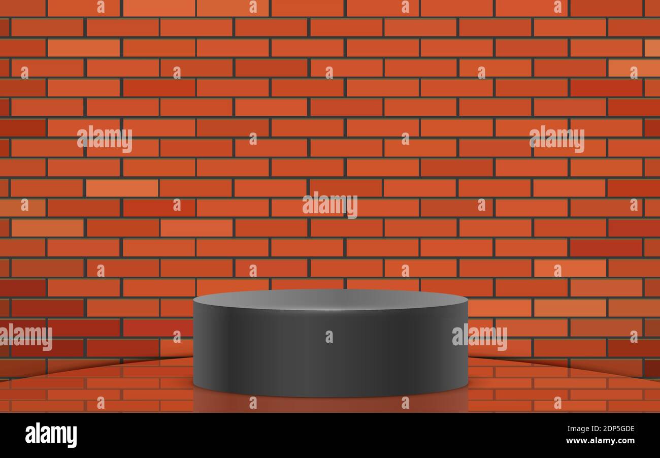 black showcase stand with red brick wall background Stock Vector Image ...