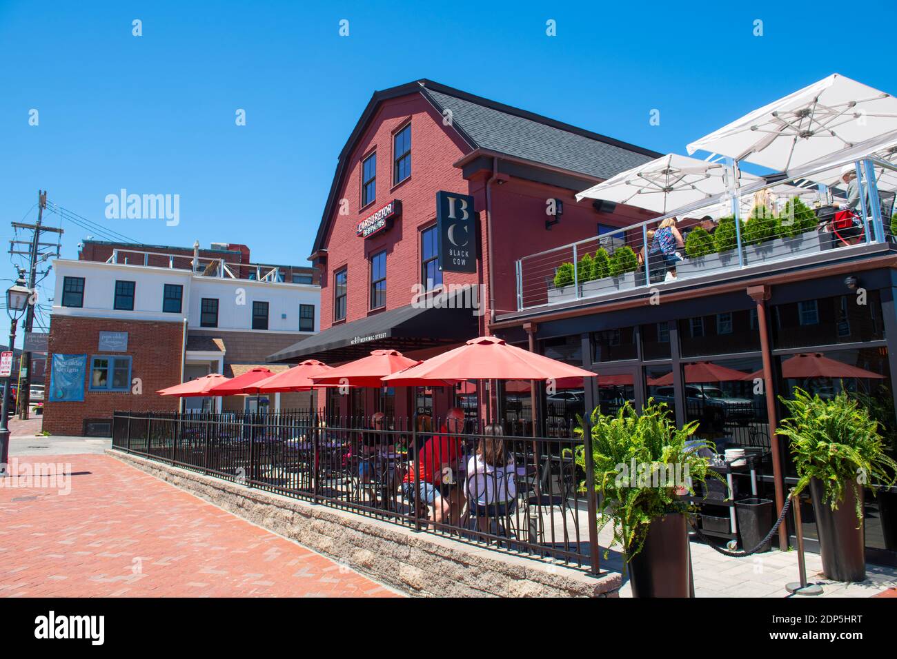 Historic buildings at Merrimac Street in downtown Newburyport ...