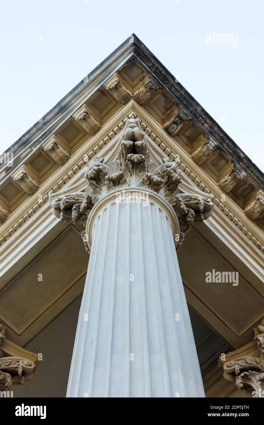 Column and building details of a historical architectural building ...