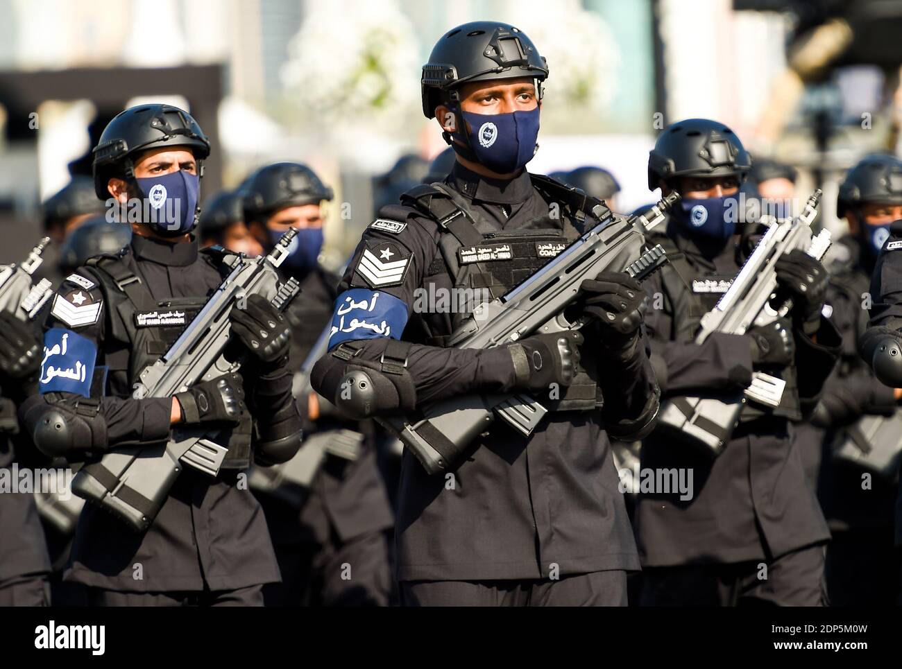 Doha, Qatar. 18th Dec, 2020. Members of the Qatari armed forces take ...