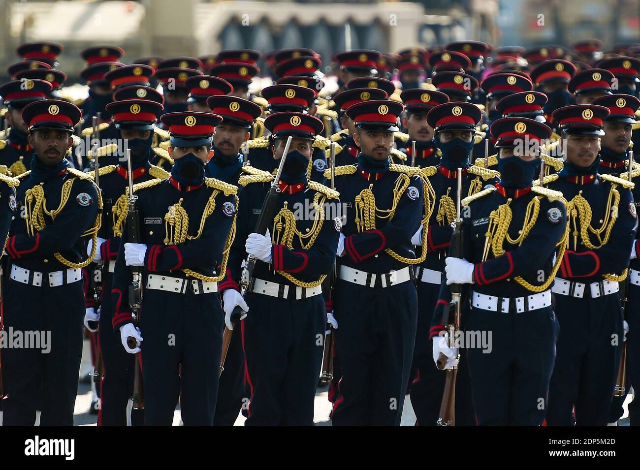 Doha, Qatar. 18th Dec, 2020. Members of the Qatari armed forces take ...