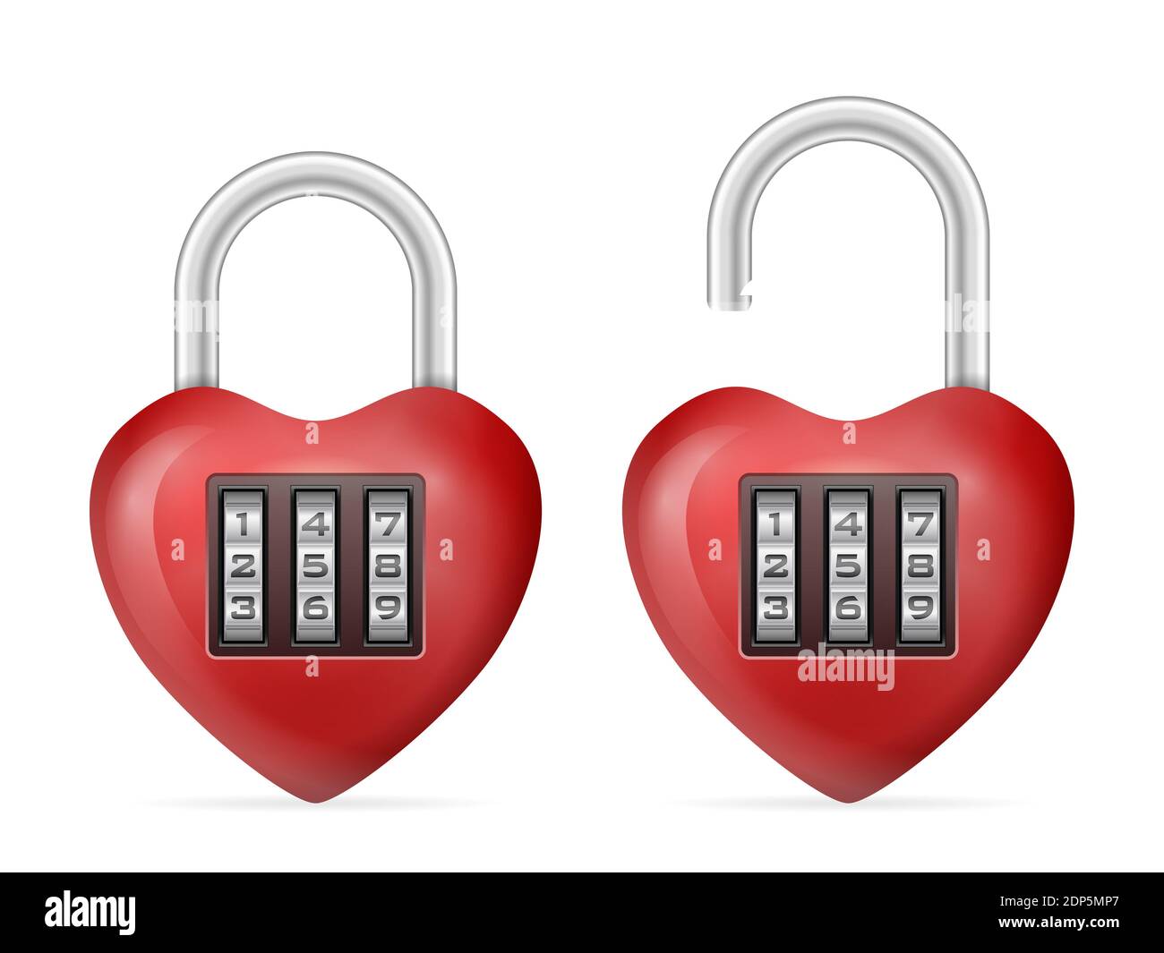Padlock heart set on a white background. Vector illustration Stock ...
