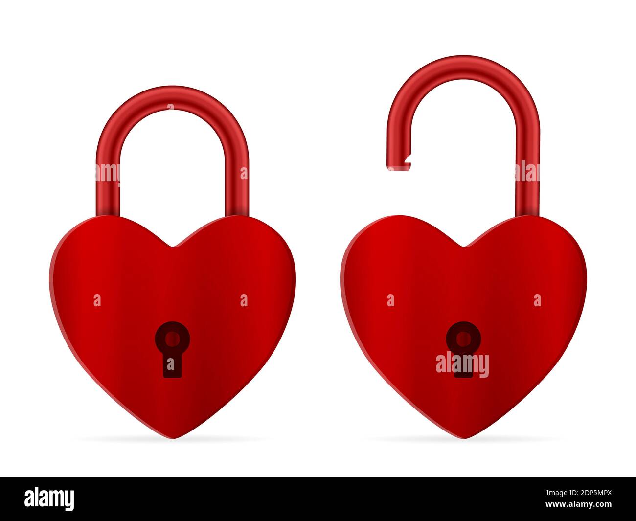 Padlock heart set on a white background. Vector illustration Stock ...