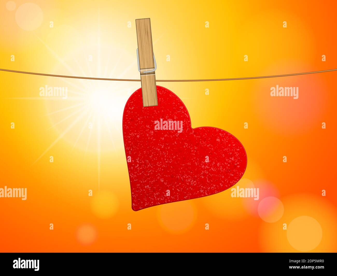 Heart hanging on clothesline at sky Stock Photo - Alamy