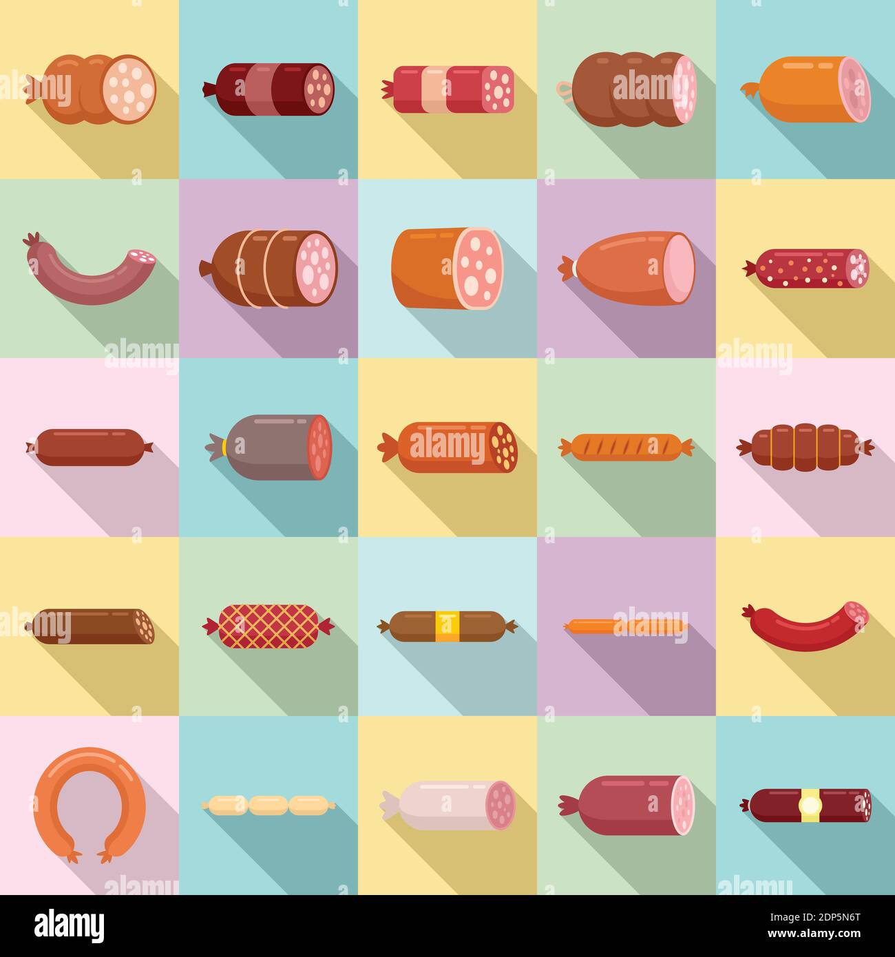 Sausage icons set, flat style Stock Vector Image & Art - Alamy