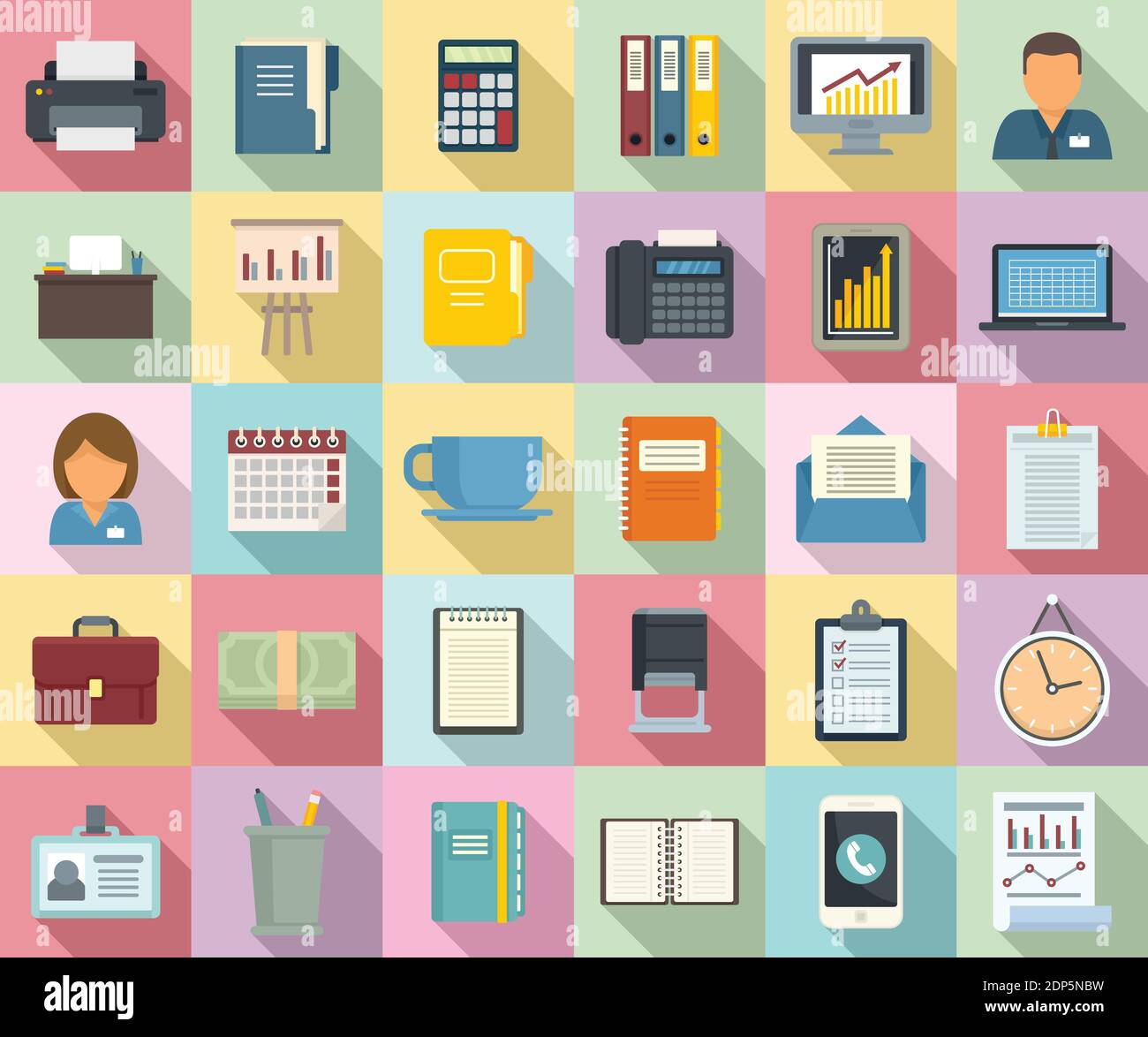 Office manager icons set, flat style Stock Vector Image & Art - Alamy