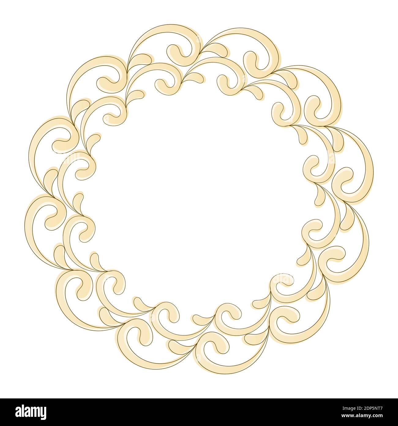 Ornamental round vintage vector frame. Golden venzels Stock Vector ...