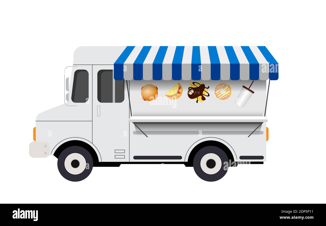 Illustration coffee truck on Cut Out Stock Images & Pictures - Alamy