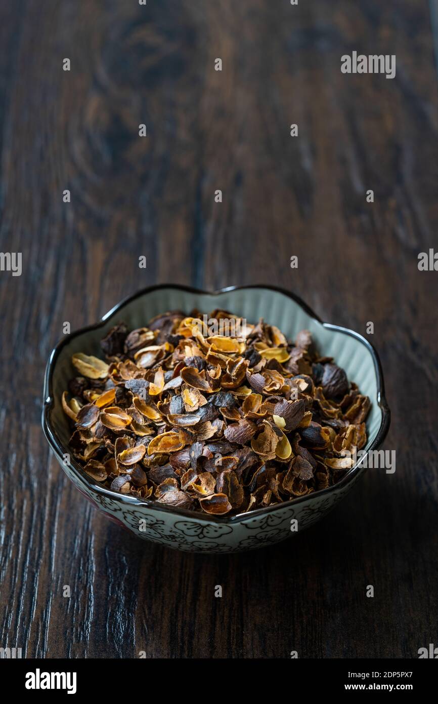 Dried Cascara Coffee Cherry Pulp and Outer Skin in Bowl. Ready to Use ...