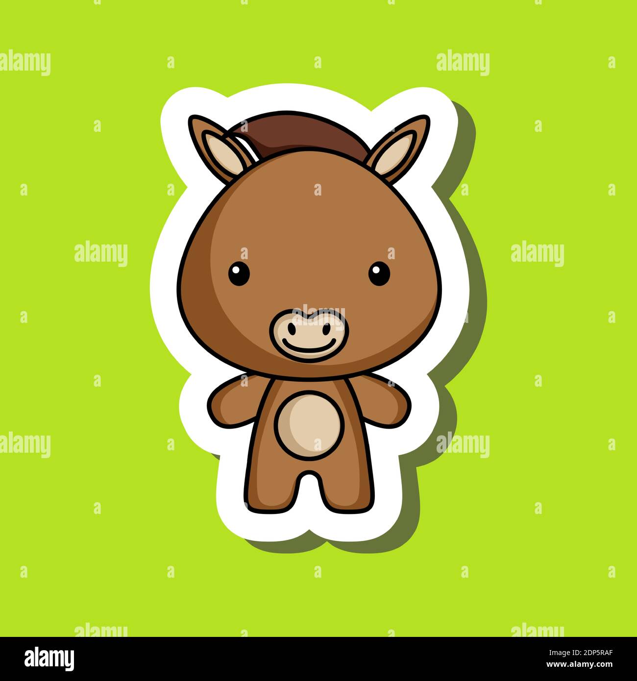 Cute cartoon sticker little donkey. Mascot animal character design for ...