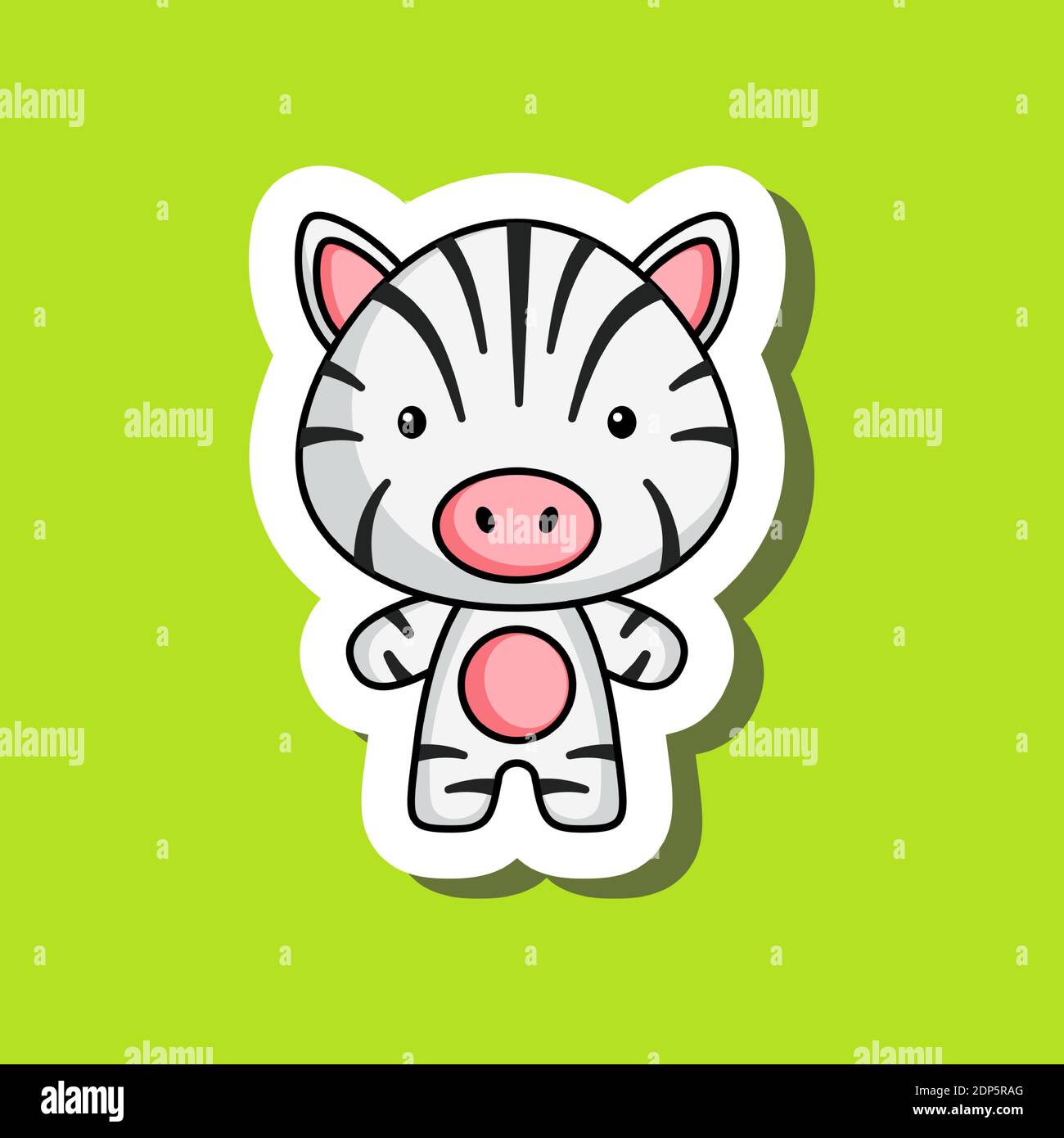 Cute cartoon sticker little zebra. Mascot animal character design for ...