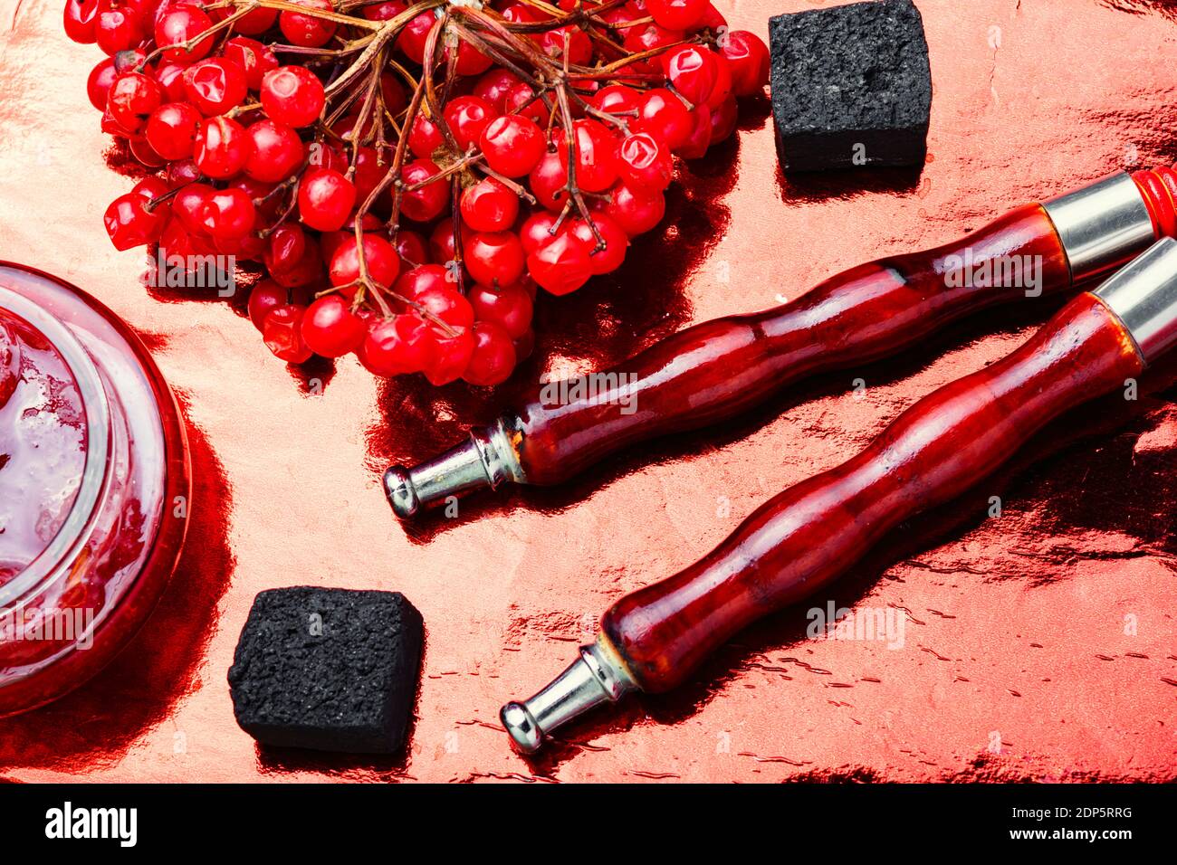 Turkish shisha for relaxation.Hookah on tobacco with viburnum flavor ...