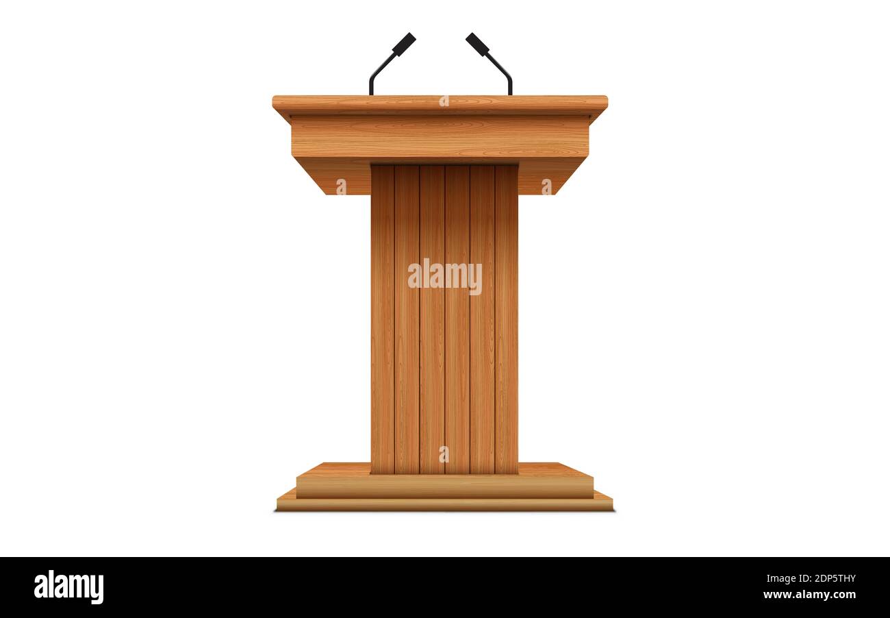 wooden announcement podium in the white studio room Stock Vector Image ...