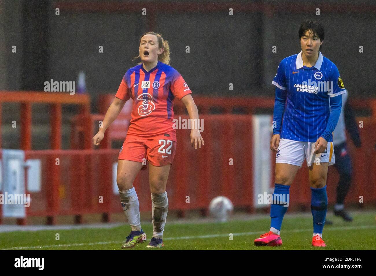 Erin Cuthbert #22 of Chelsea & Lee Geum-Min #9 of Brighton Stock Photo ...
