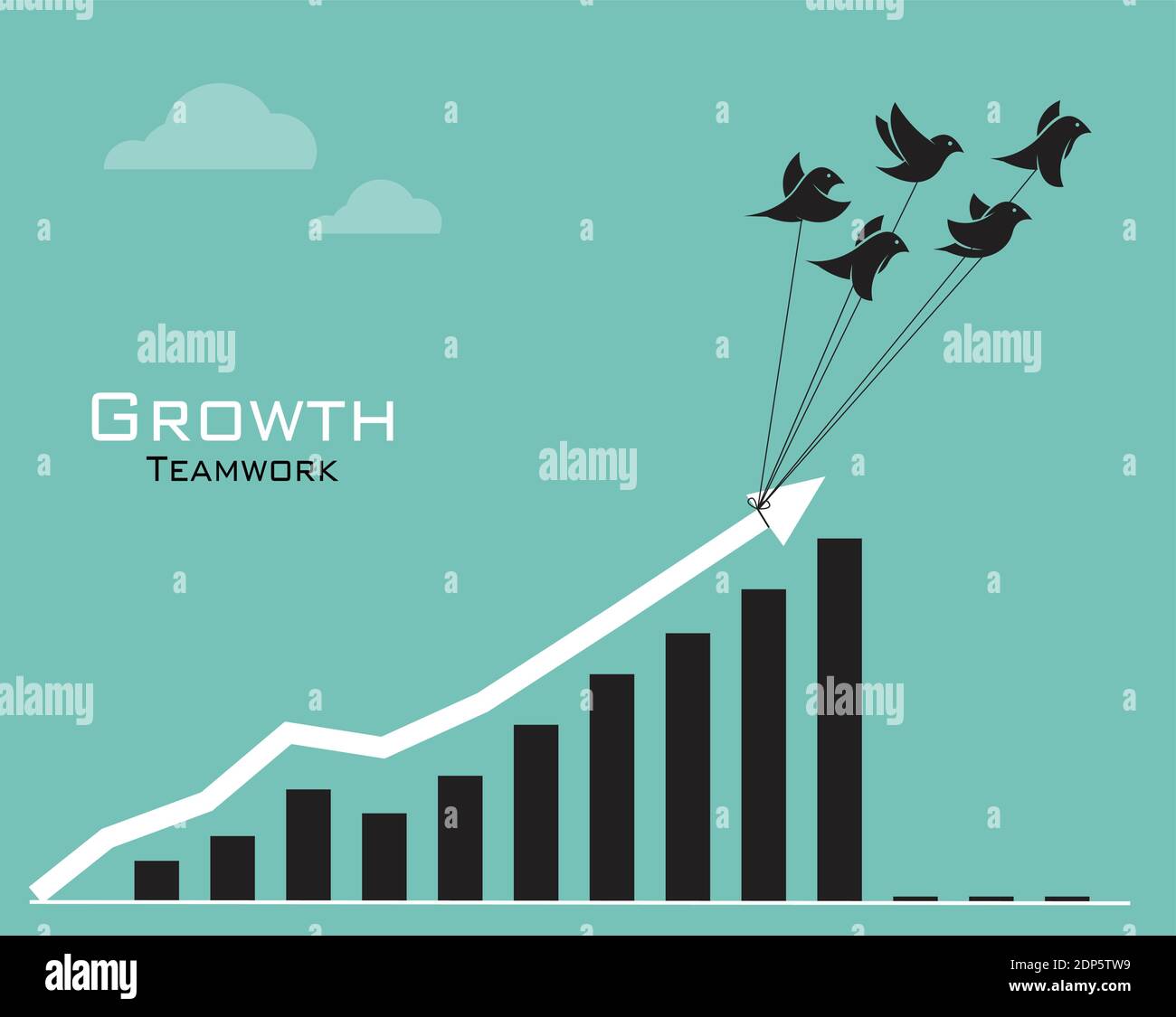 Vector of birds and business graph on blue background. Easy editable ...