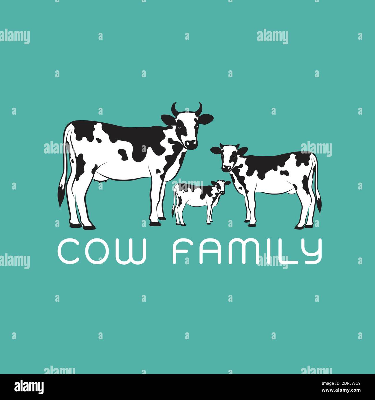 Vector of cows family on blue background. Farm. Animal. Easy editable ...