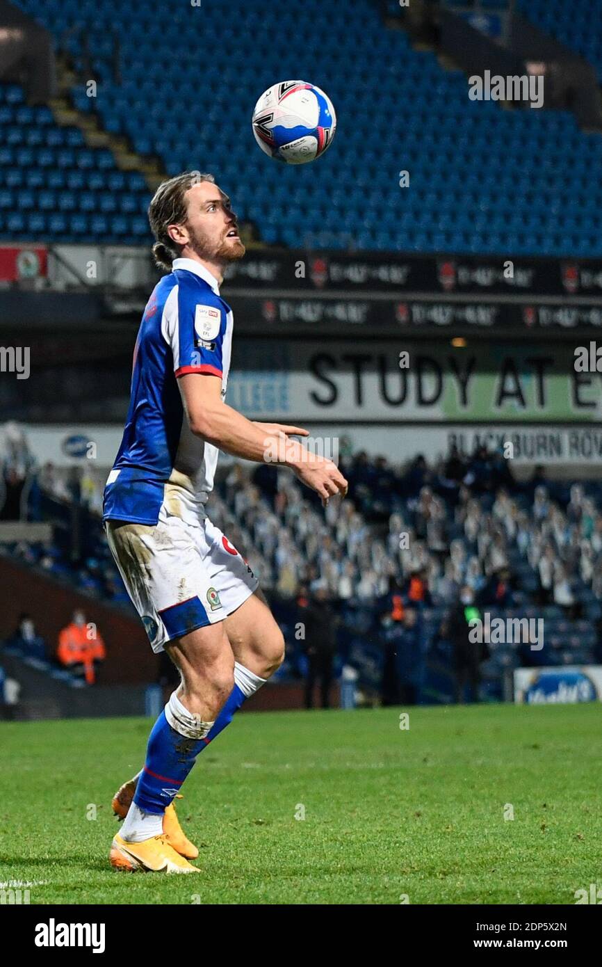 Sam Gallagher #9 of Blackburn Rovers looks to control the ball Stock ...