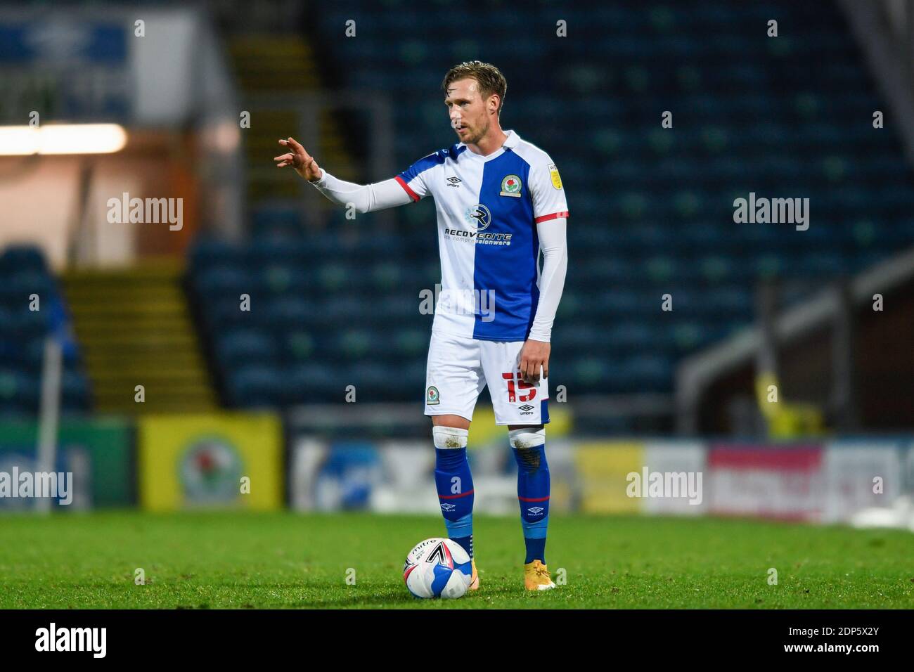 Barry Douglas #15 of Blackburn Rovers stands over a free kick Stock ...