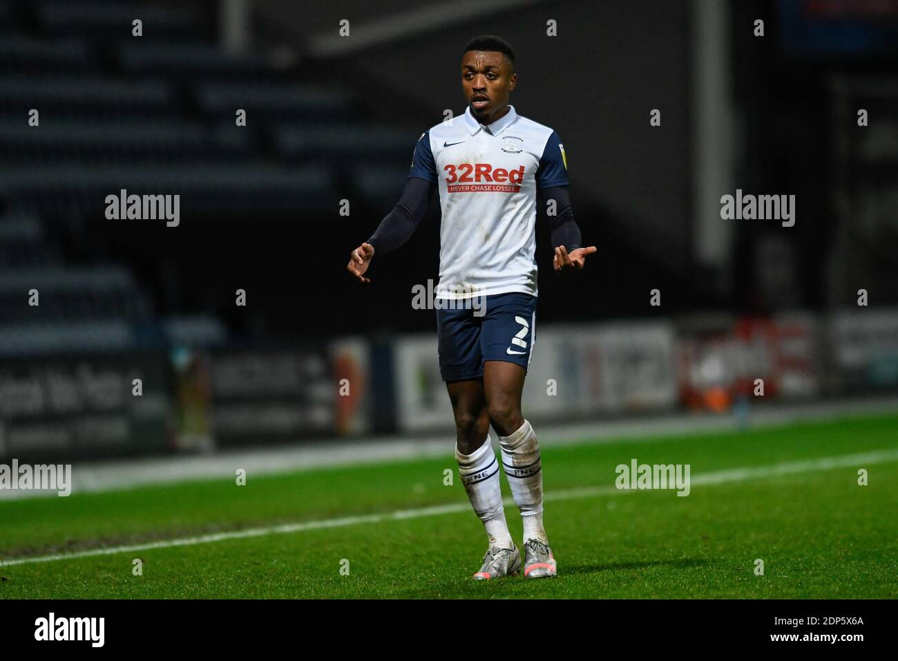 Darnell Fisher #2 of Preston North End asks for the ball Stock Photo ...