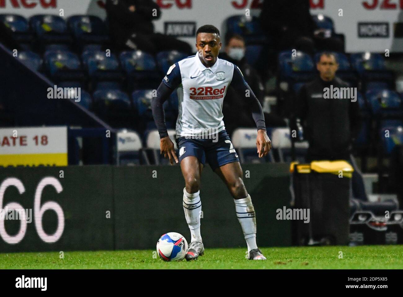 Darnell Fisher #2 of Preston North End runs with the ball Stock Photo ...